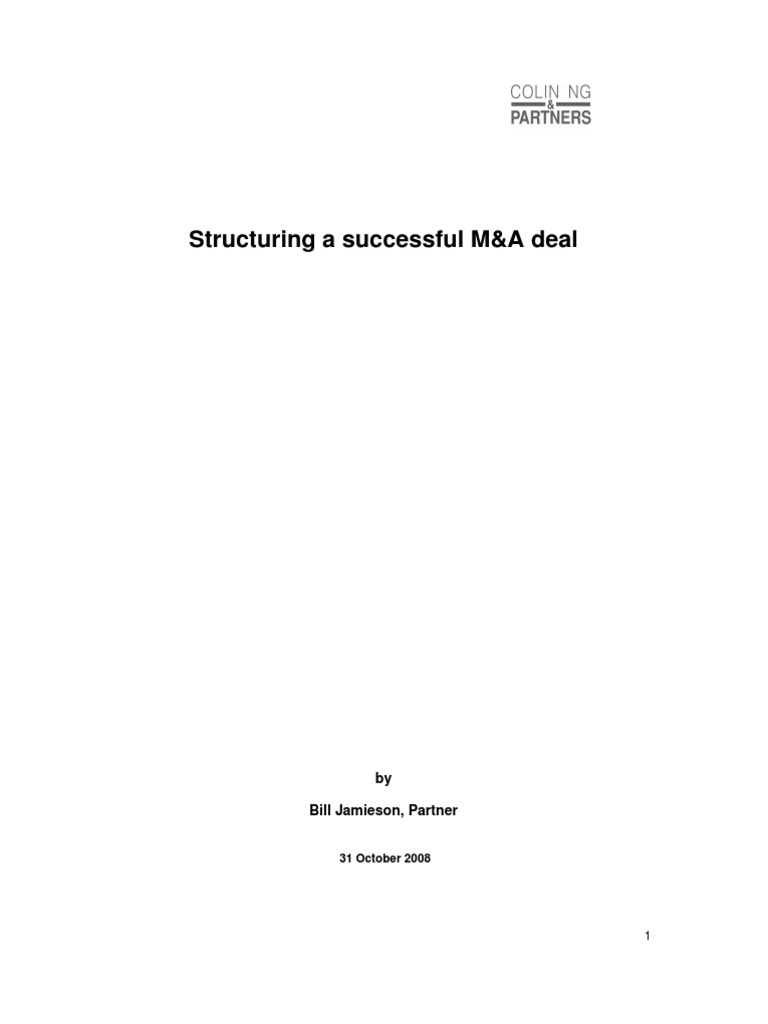 Structuring A Successful M&A Deal PDF | PDF | Takeover | Mergers And ...