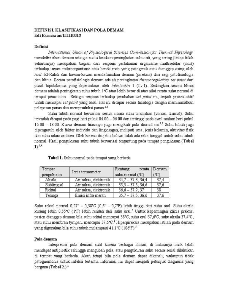 Klasifikasi Dan Pola Demam | PDF