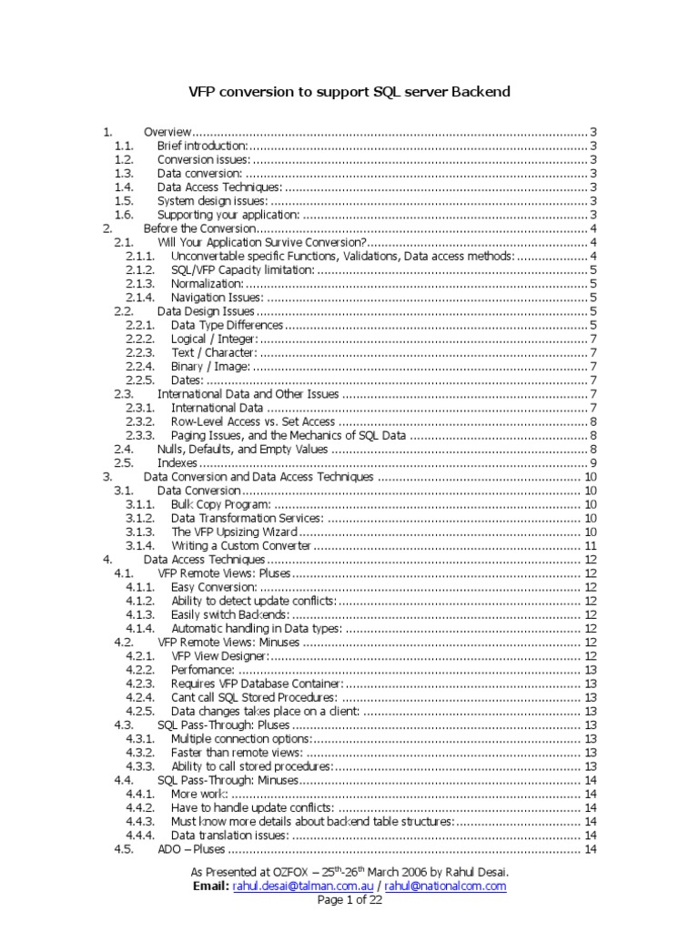 Conversion Vfp Sqlserver Pdf Database Index Microsoft Sql Server