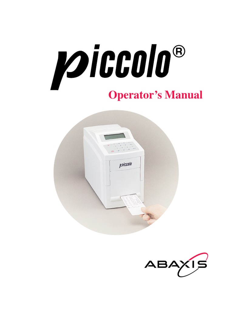 Abaxis Piccolo Analyzer - User Manual