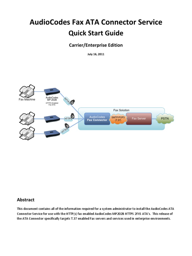 AudioCodes Fax Connector Quick Start Guide | PDF | Proxy Server | Port (Computer Networking)