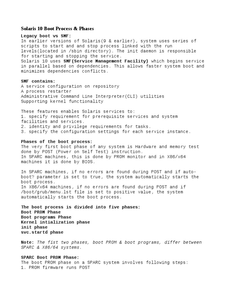 Solaris 10 Boot Process | PDF | Booting | Bios
