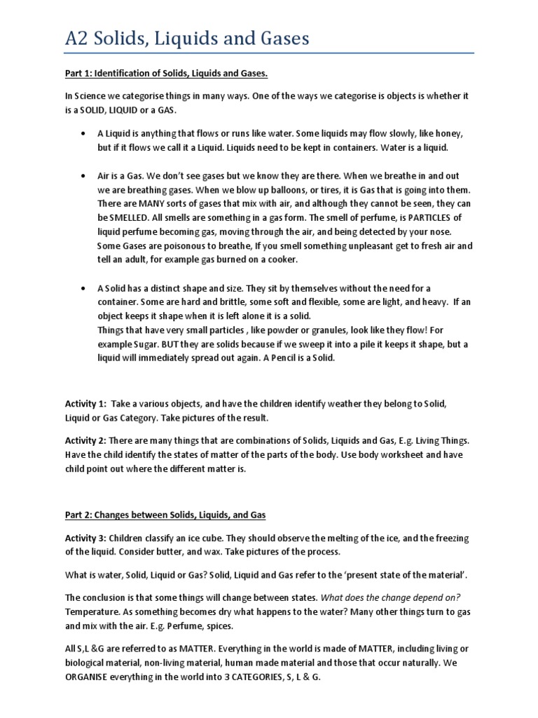 Primary Science: A2 Solid Liquid Gas, Notes From Bernard J Nebel ...