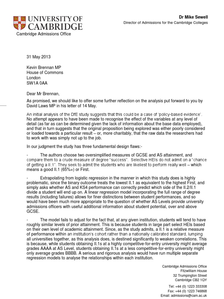Cambridge University Letter On AS Levels | PDF | Gce Advanced Level ...