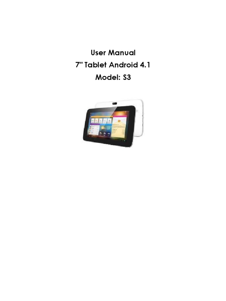 User Manual for S3 Android Tablet | PDF | Wi Fi | Bluetooth