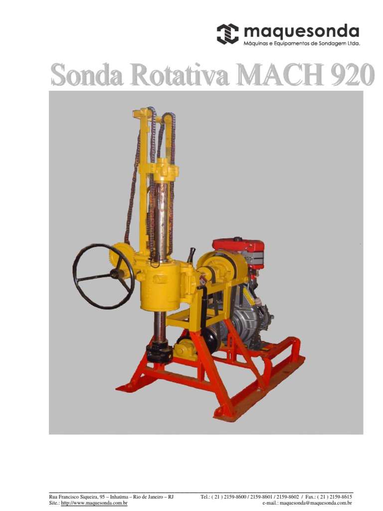 Sonda Rotativa MACH 920 Manual | PDF | Parafuso | Motores