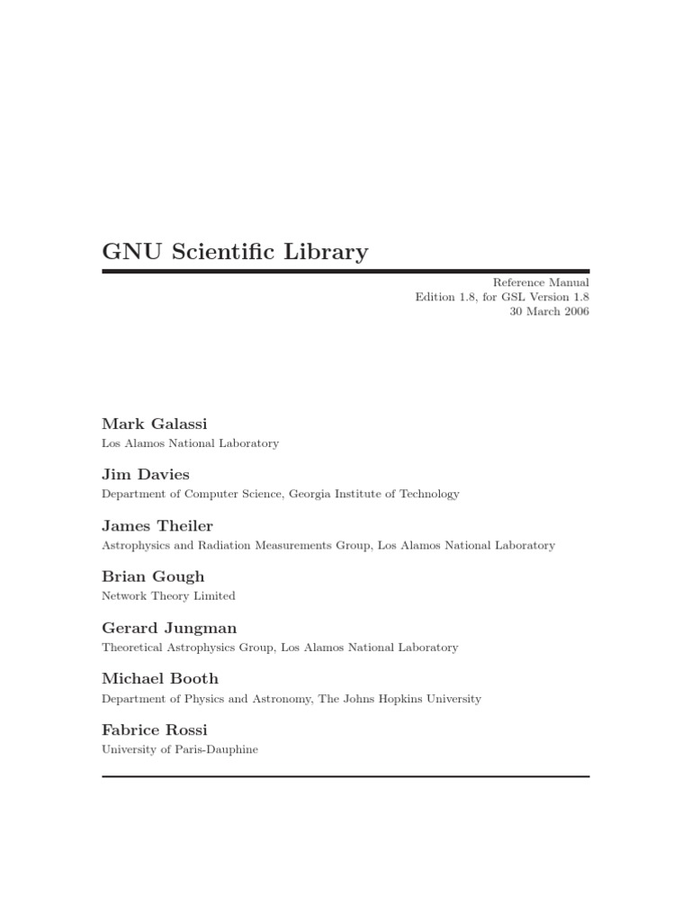 GSL 1.8 Reference Manual - Mark Galassi Et Al. | PDF | Matrix ...