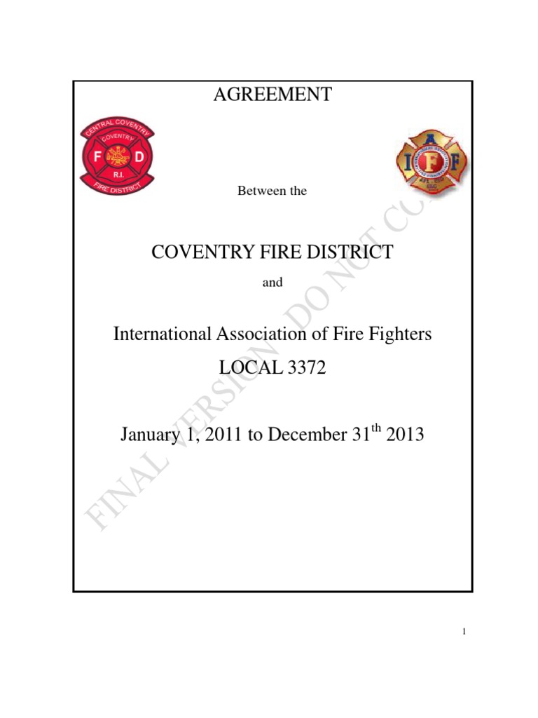 Final Afd Contract 2011-2013 | PDF | Employment | Firefighter
