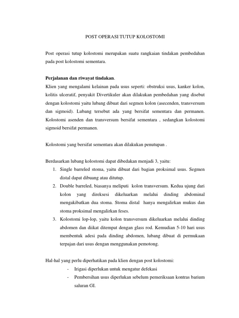 Askep Post Tutup Colostomi | PDF