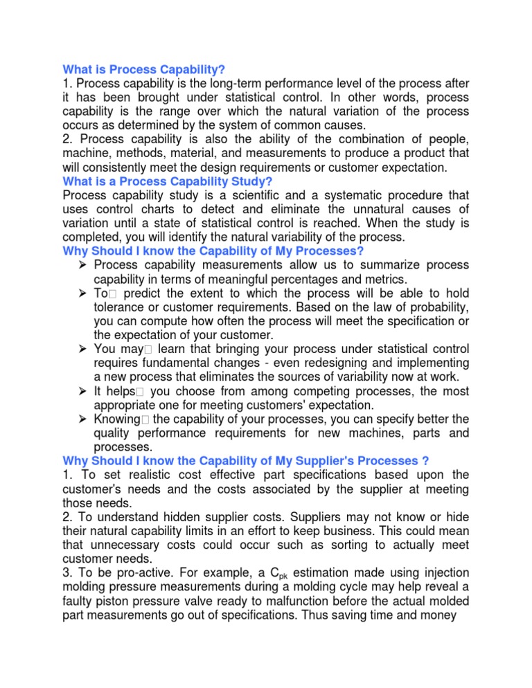 Understanding Process Capability Metrics | PDF
