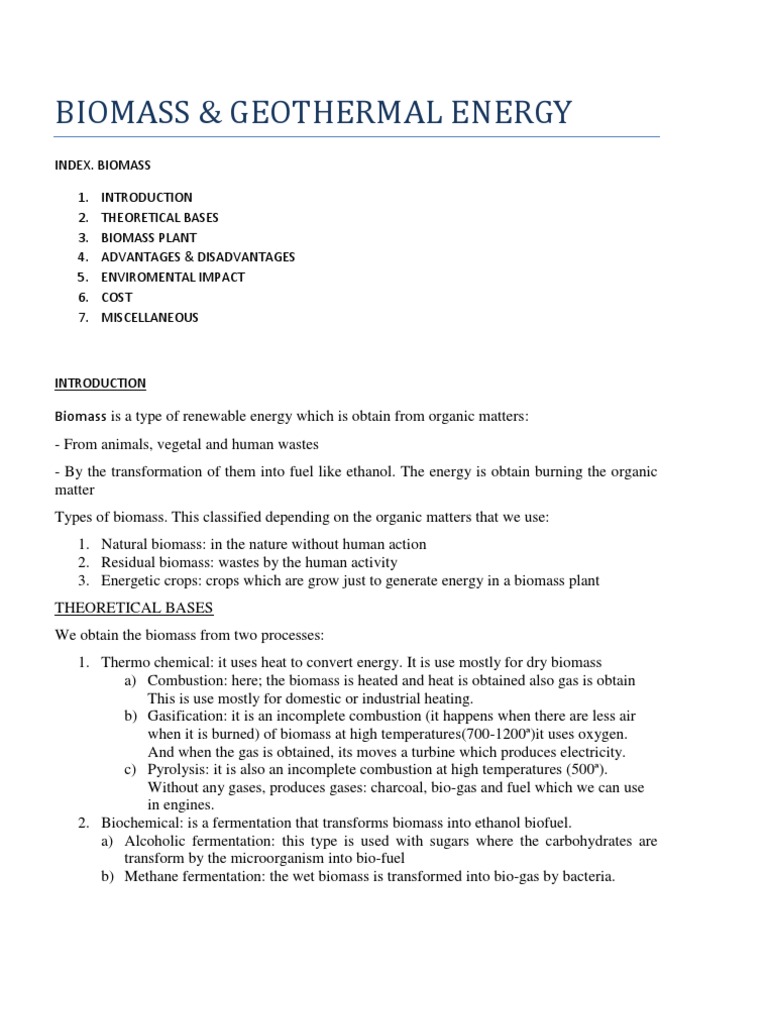 Biomass & Geothermal Energy | PDF | Biomass | Combustion