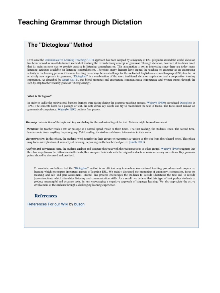 Dictogloss Wiki | PDF | English As A Second Or Foreign Language ...