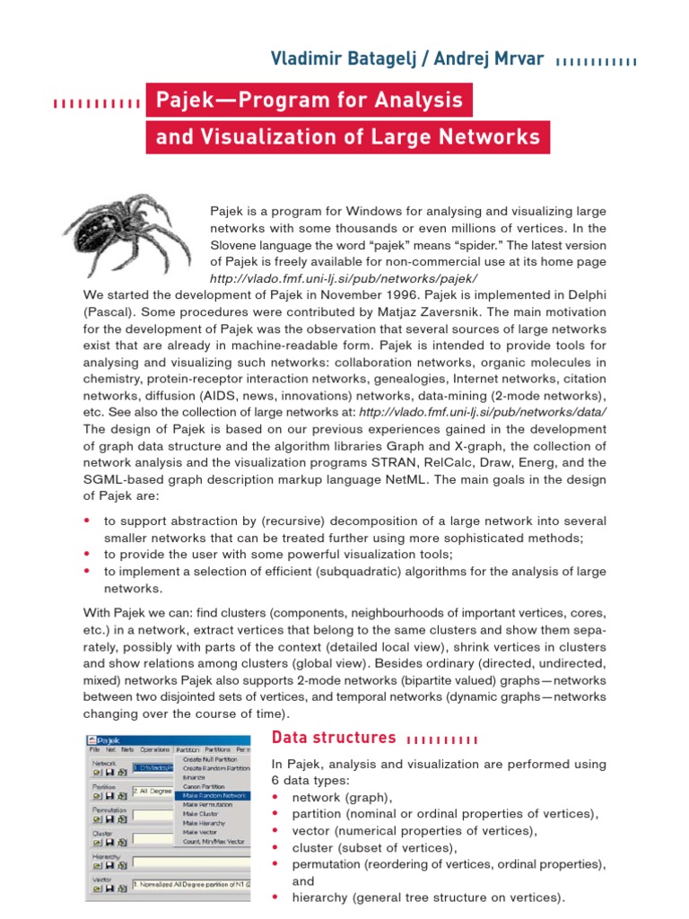 Pajek - Analysis & Visualization of Large Networks | PDF | Graph Theory | Vertex (Graph Theory)
