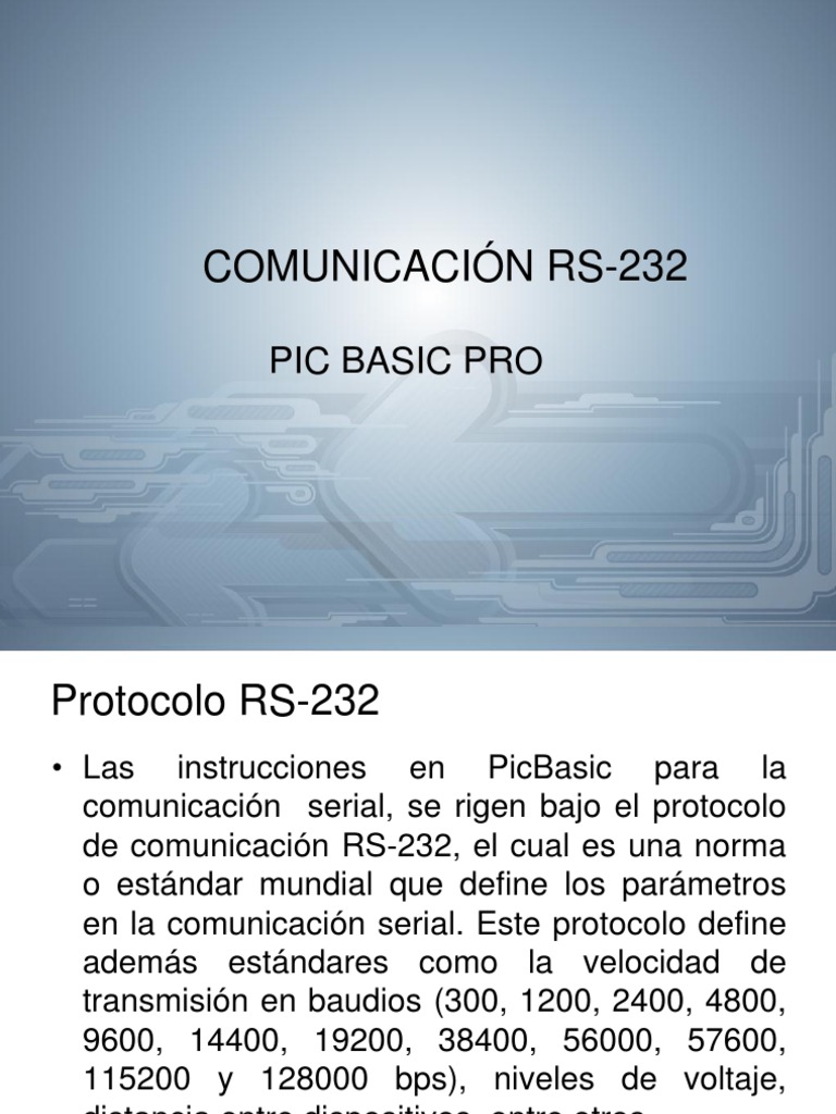 Comunicación RS232 | PDF | Redes de computadoras | Transmisión de datos
