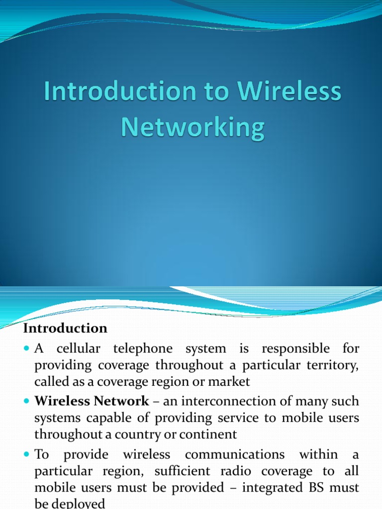 Introduction To Wireless Networking | PDF