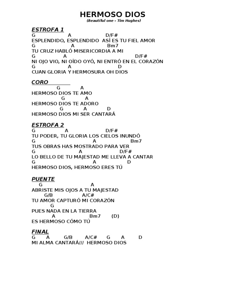 Acordes de Hermoso Dios | PDF | Belleza | Religión y creencia