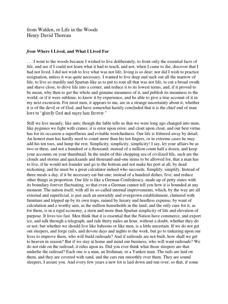 Simplify Life, Live Deliberately | PDF | Walden | Nature