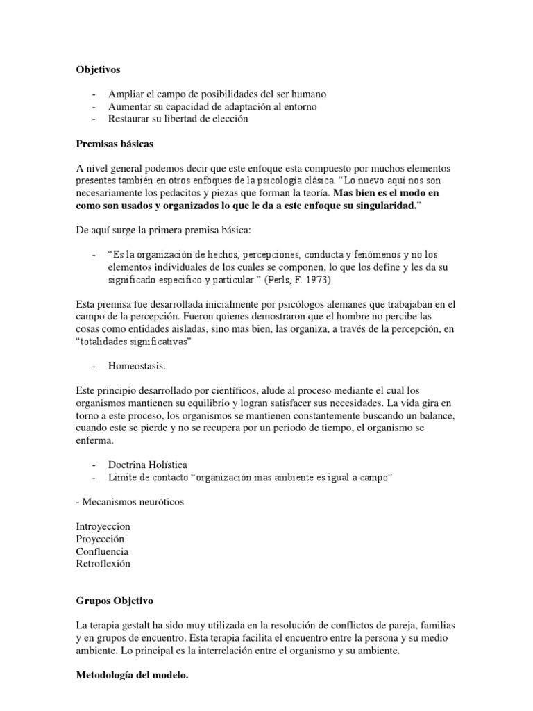 Premisas Básicas | PDF | Percepción | Terapia Gestalt