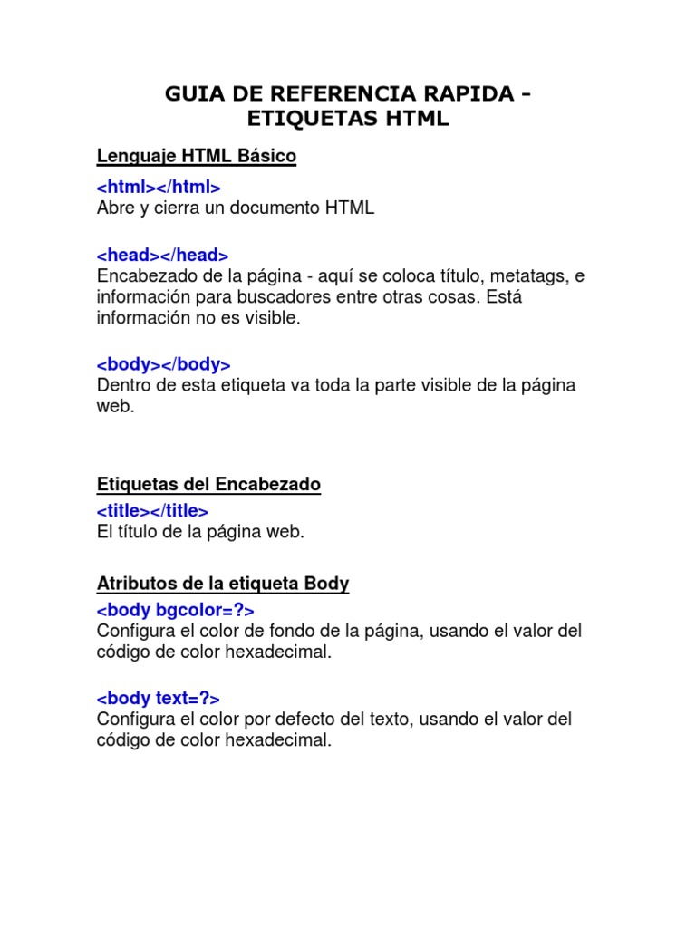 Guia de Referencia Rapida | HTML | Hipervínculo