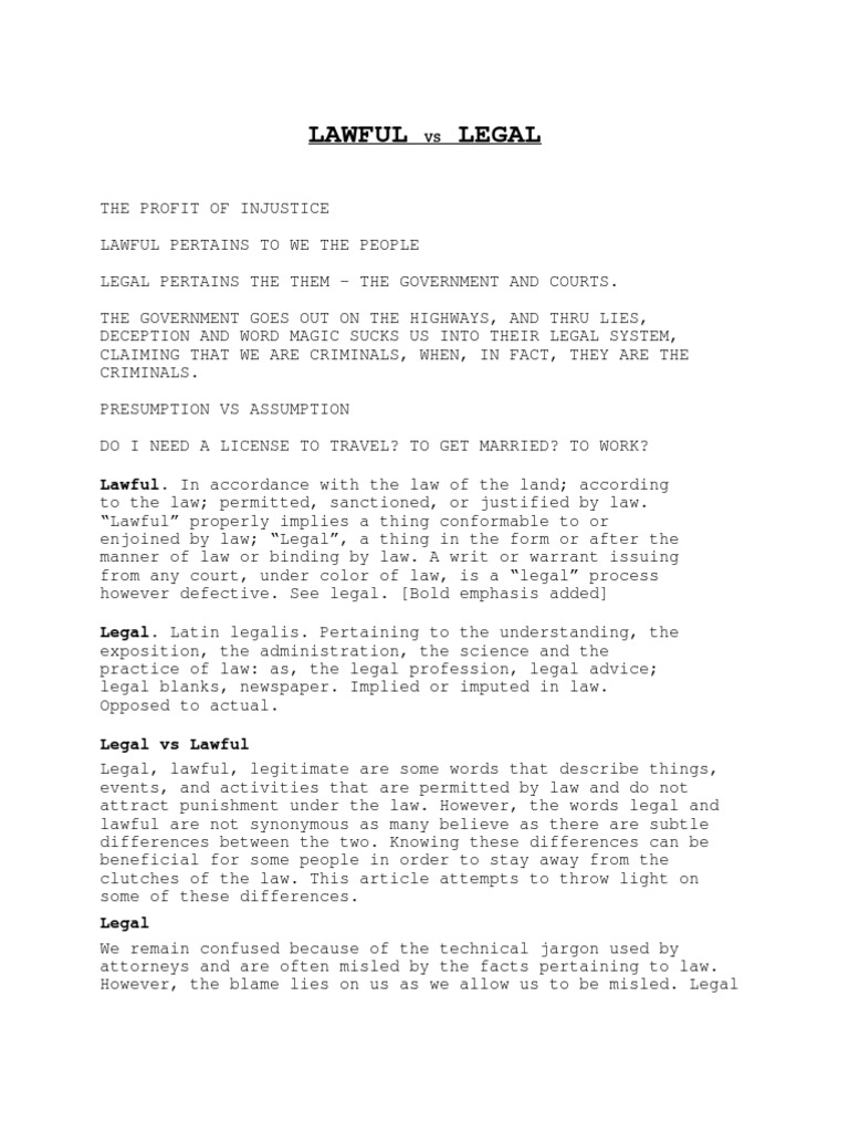 Lawful V Legal | PDF | Equity (Law) | Lawyer