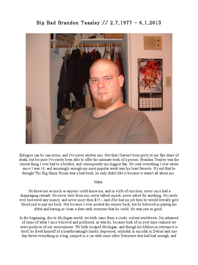 Eulogy For Brandon Teasley | PDF | Violence | Crime Thriller