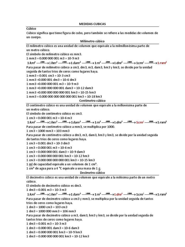 Medidas Cubicas | PDF | Cantidad | Distancia