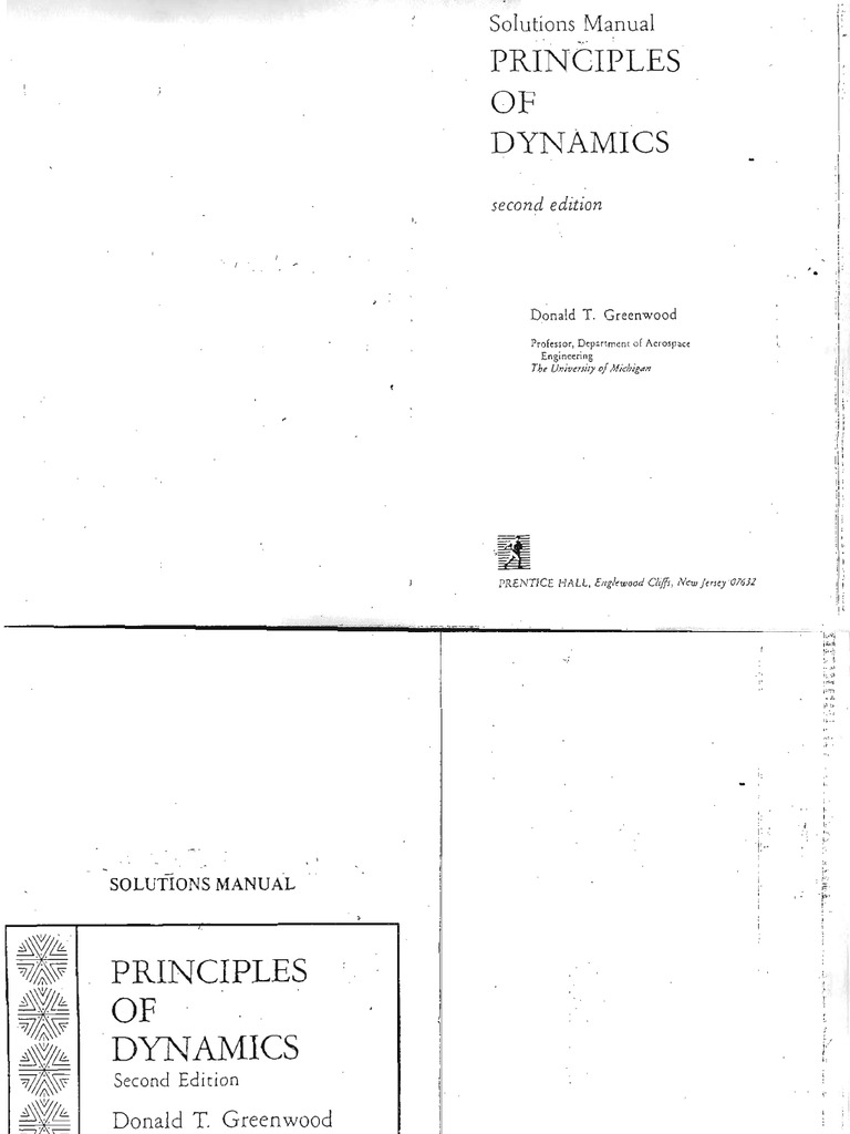 Principles of Dynamics Solutions Manual Greenwood 1 | PDF