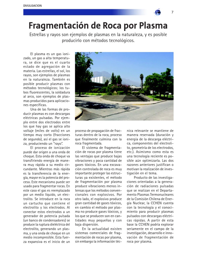 Fragmentacion de Roca Por Plasma | PDF | Plasma (Física) | Descarga electrostática