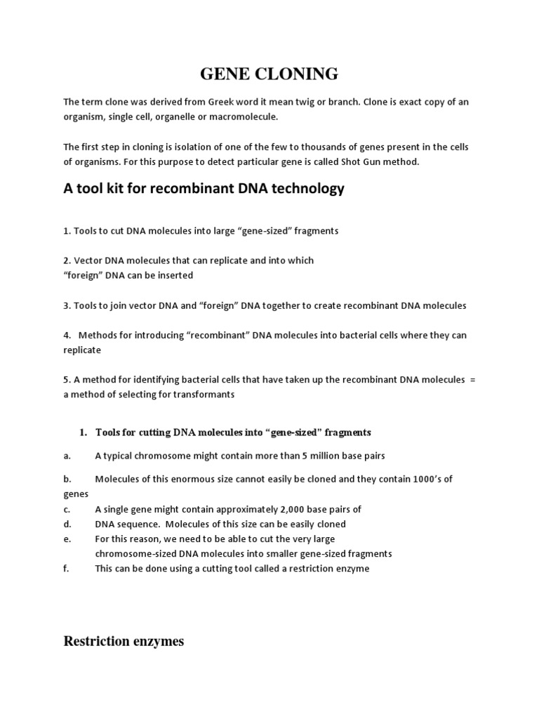 Gene Cloning | PDF | Molecular Cloning | Plasmid