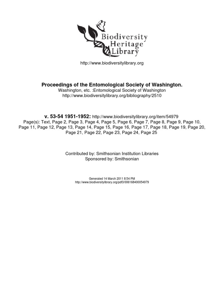 Proceedings of Entomological Society 1951-52 | PDF