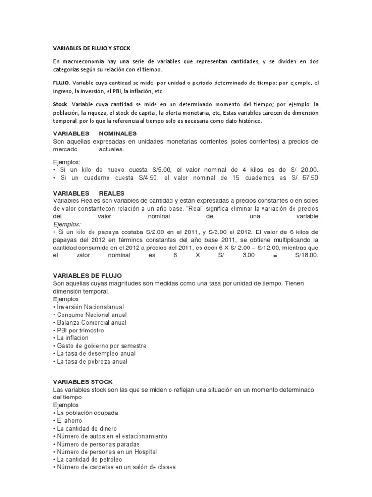Variables de Flujo y Stock | PDF | Producto Interno Bruto | Ahorro