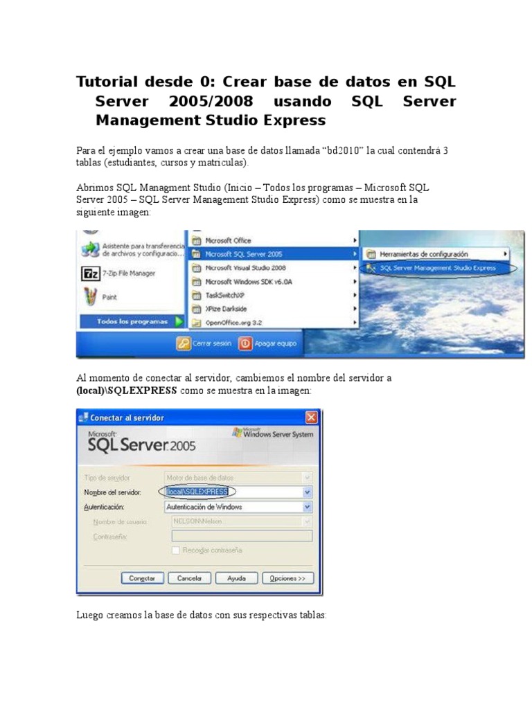 Cómo Hacer Una Base de Datos Sencilla en SQL SERVER | PDF | Servidor ...