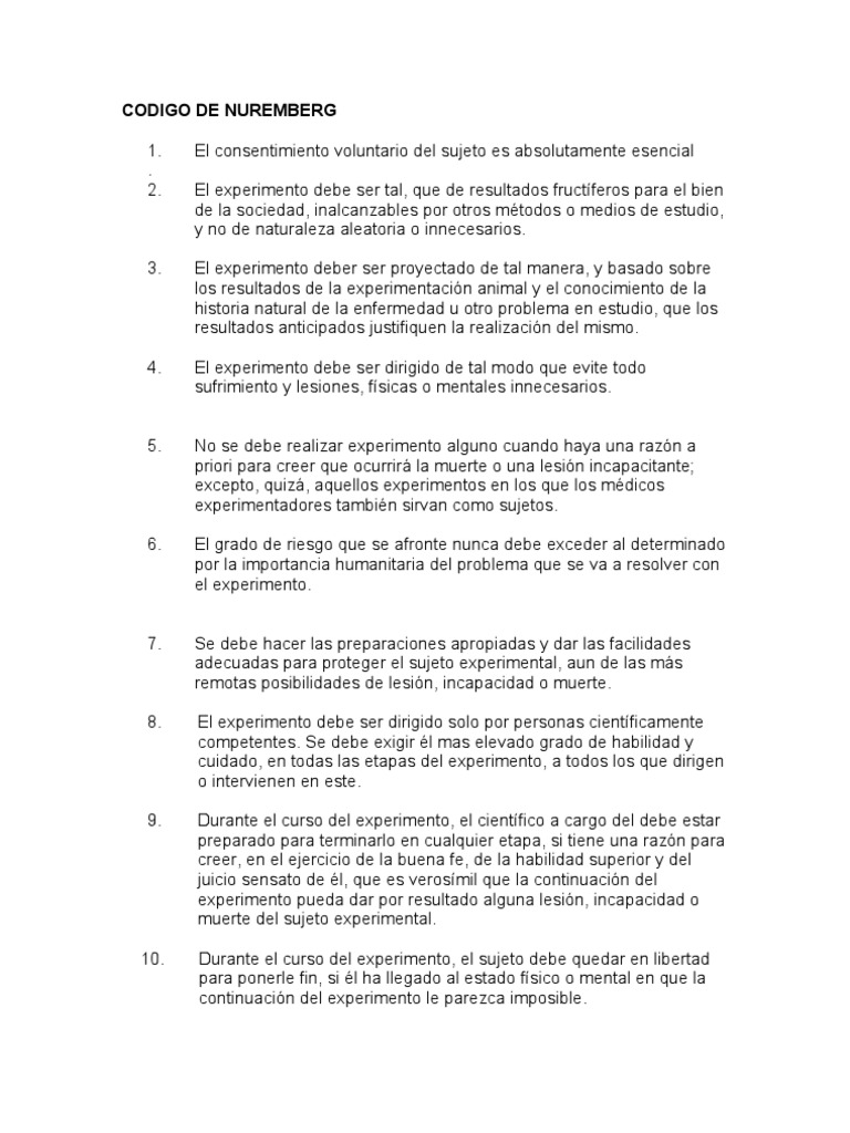 Codigo de Nuremberg | PDF | Salud y bienestar