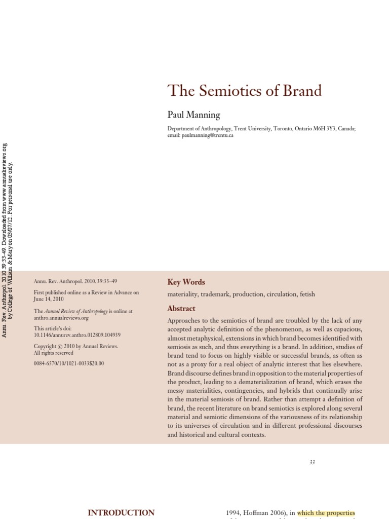 The Semiotics of Brand | PDF | Brand | Trademark