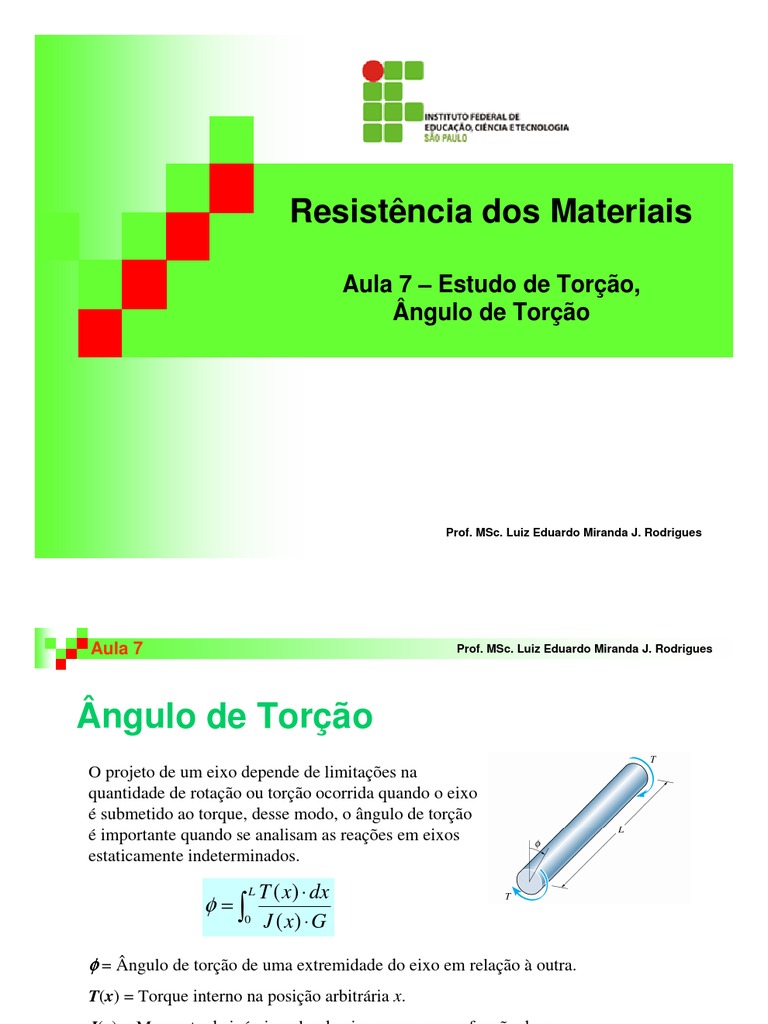 Cálculo do Ângulo de Torção em Eixos Submetidos a Diversos Torques ...
