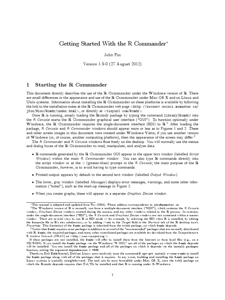 Getting Started With The RCMDR | PDF | R (Programming Language ...