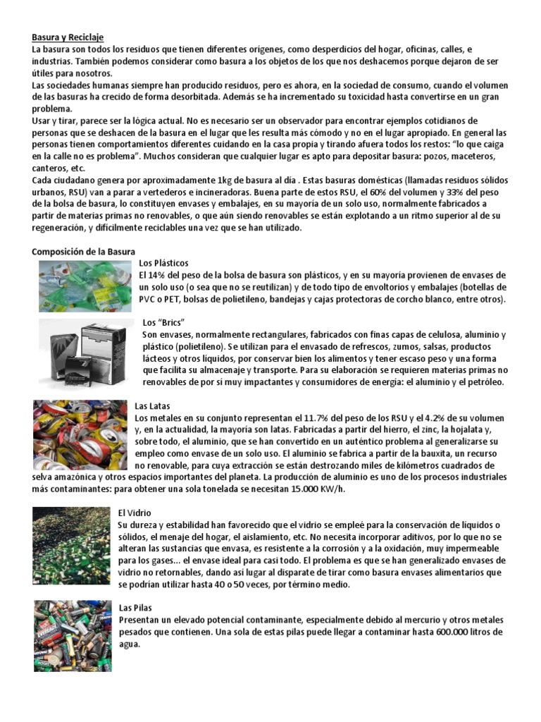 Basura y Reciclaje | PDF | Reciclaje | Residuos