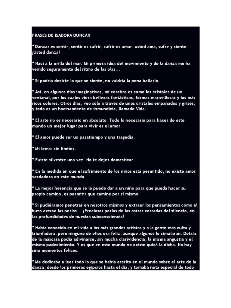 Frases de Isadora Duncan | PDF