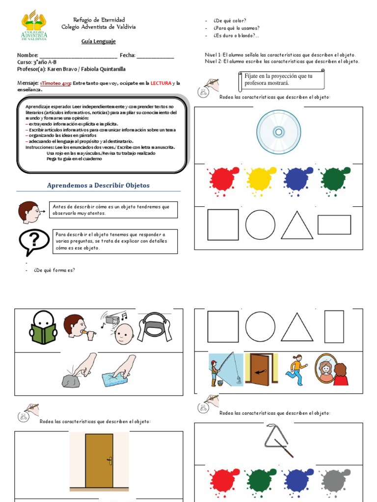Guía de Descripción de Objetos 3°A-B | PDF | Epistemología | Comunicación