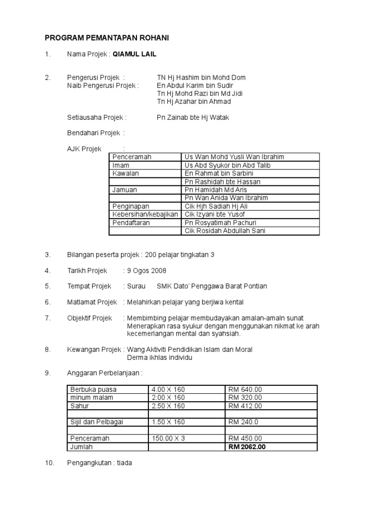 Contoh Kertas Cadangan Projek | PDF