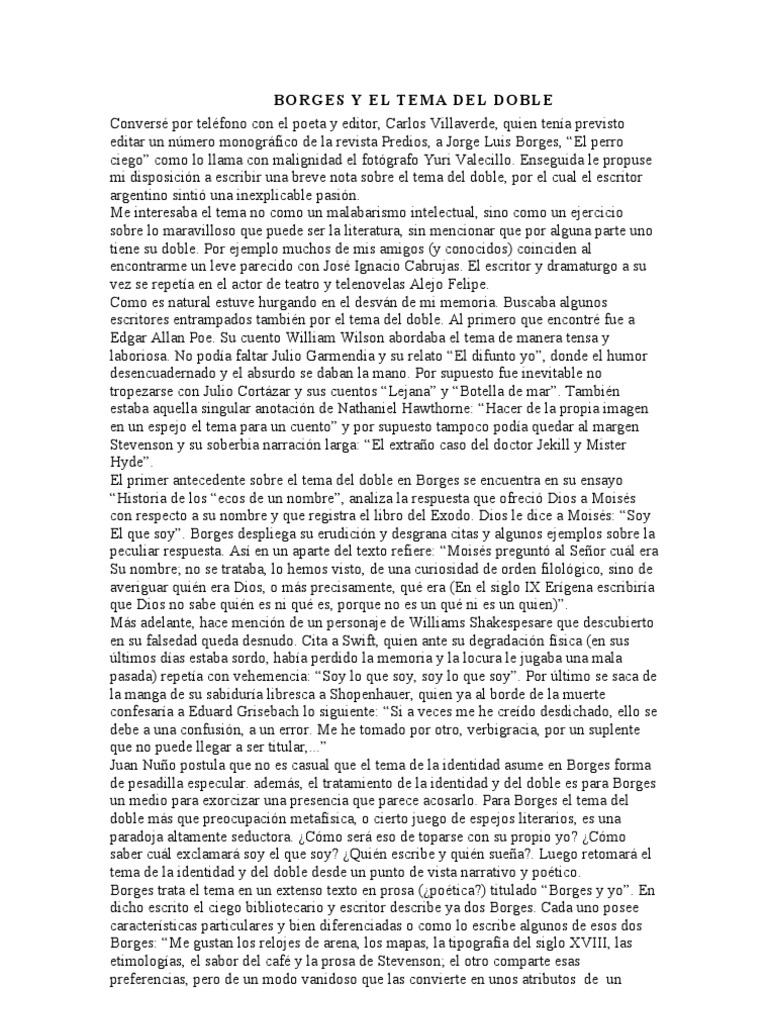 Borges y El Tema Del Doble | PDF | Cuentos | Edgar Allan Poe