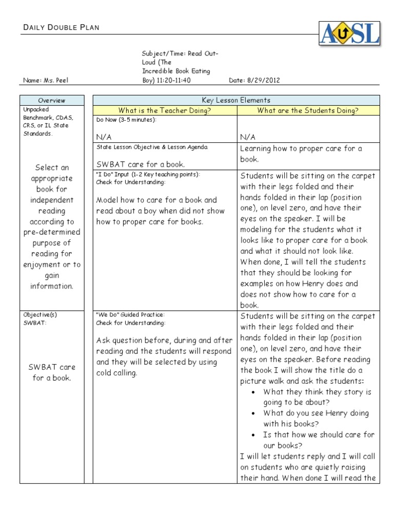 Reading Mini Lesson Fall 2012 | PDF | Educational Psychology ...