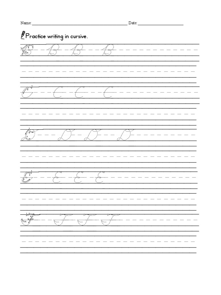 Cursive Writing Practice Sheets PDF | PDF