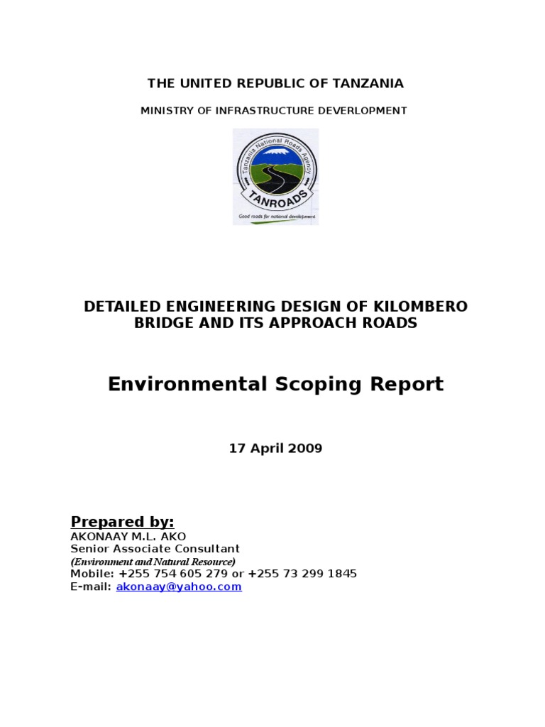 Scoping Report-Kilombero Bridge | PDF | Environmental Impact Assessment ...