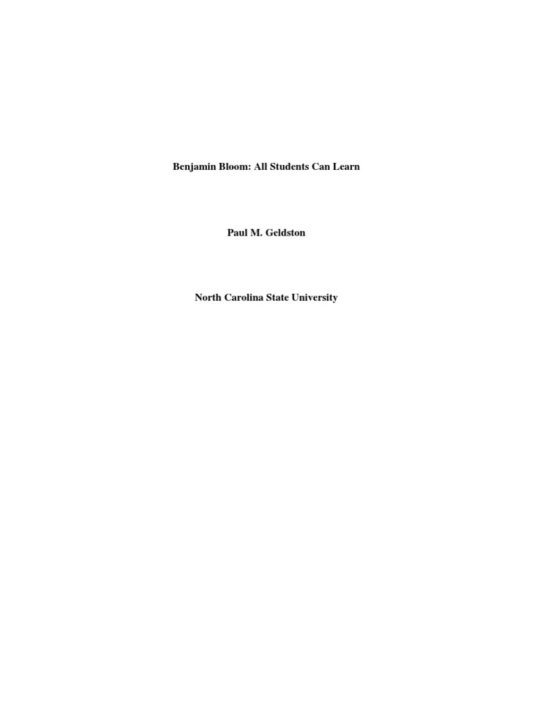 Bloom's Legacy: All Students Can Learn | PDF | Learning | Cognition