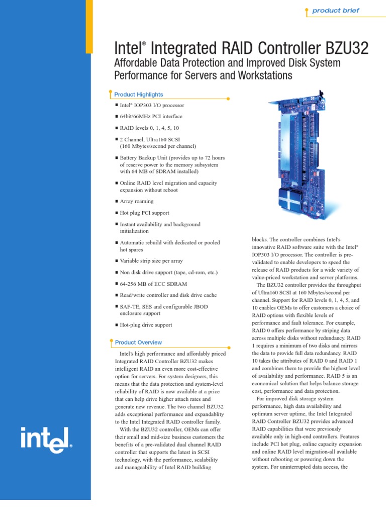Intel Integrated RAID Controller BZU32 | PDF | Operating System | Intel