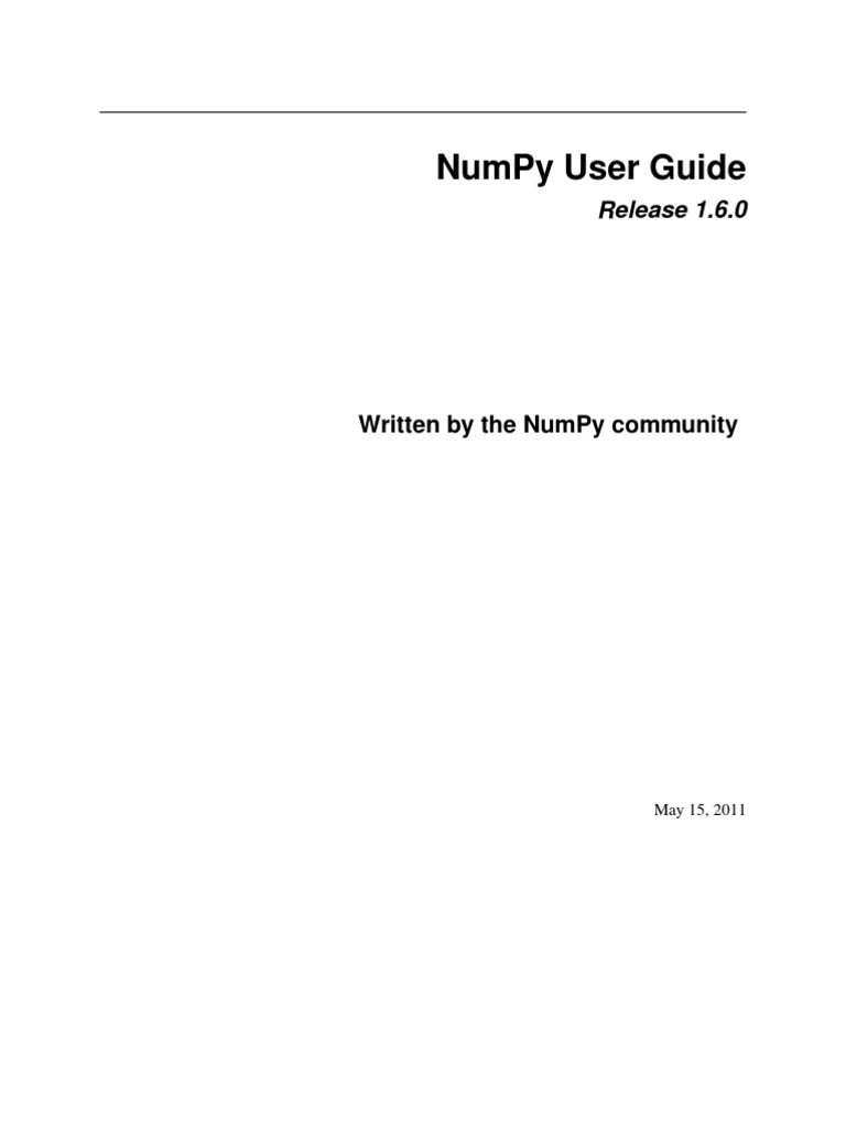 Numpy User Guide: Release 1.6.0 | PDF | Data Type | C (Programming ...