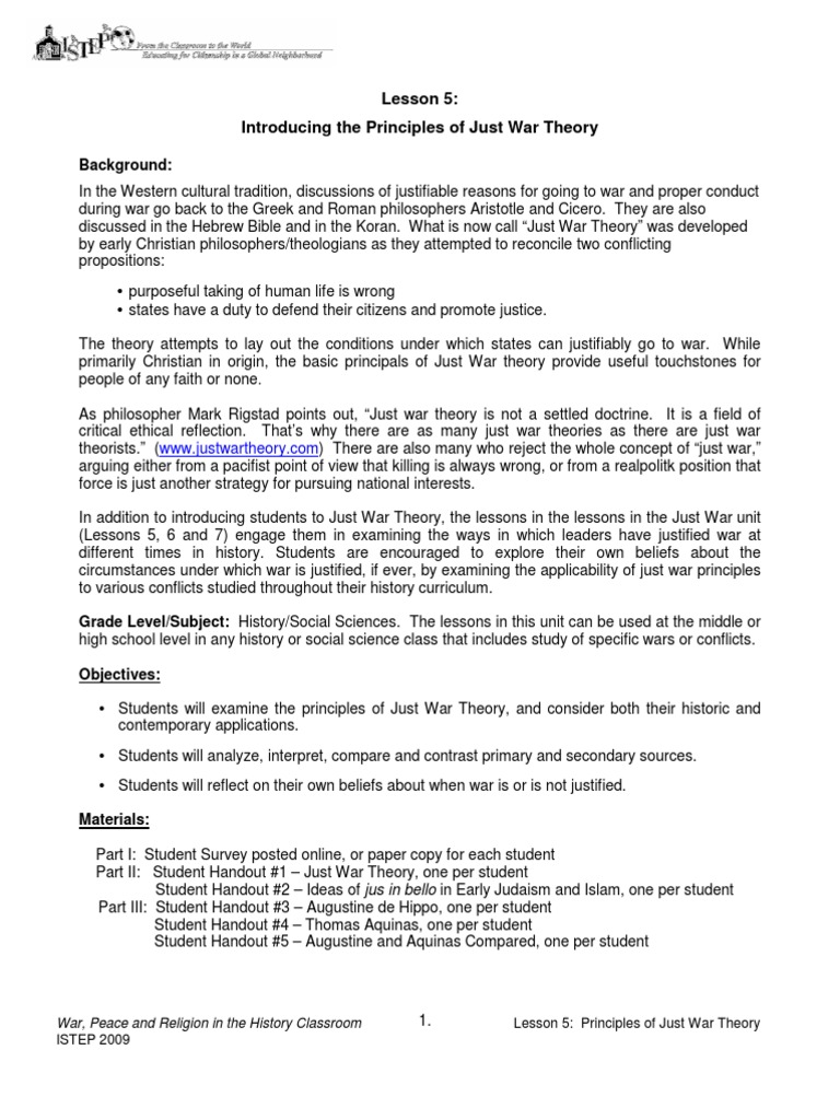 Lesson 5 Intro To Just War Theory | PDF | Just War Theory | Thomas Aquinas