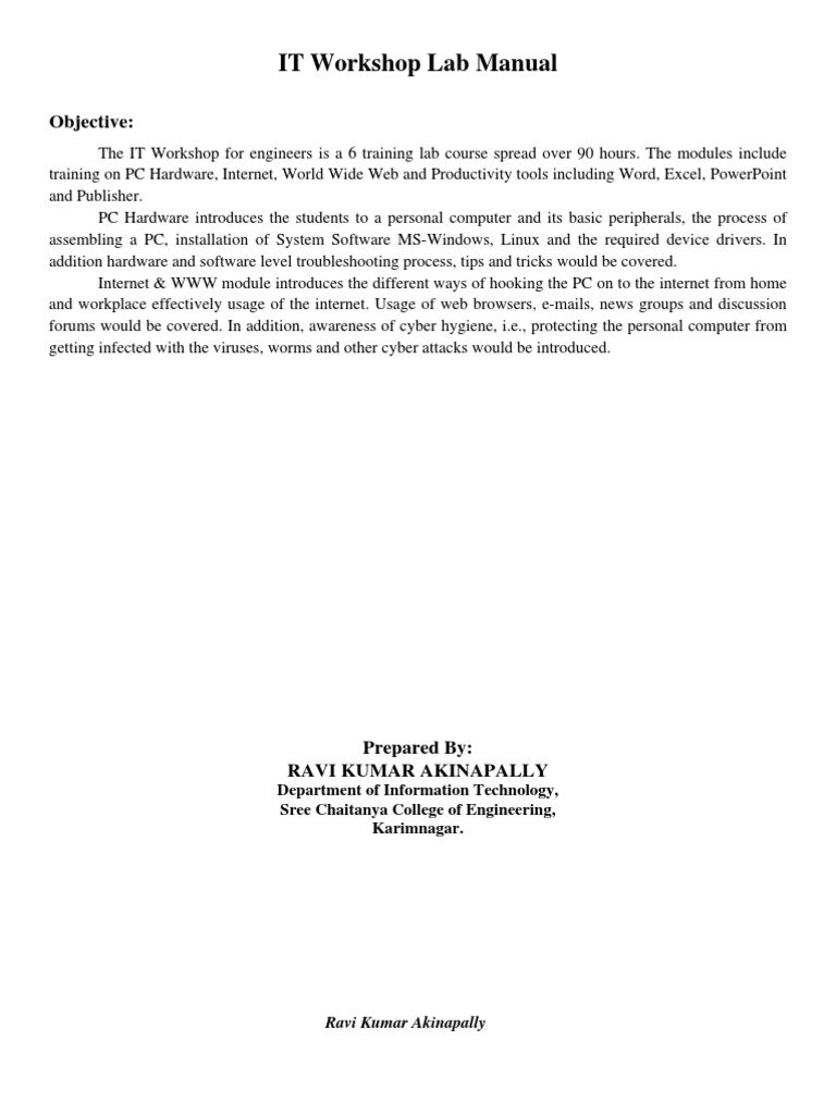 FINAL ITWS Lab Manual PDF | PDF | Floppy Disk | Electrical Connector