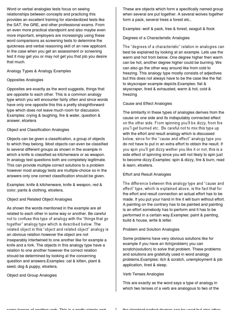 Verbal Analogy | Analogy | Sat